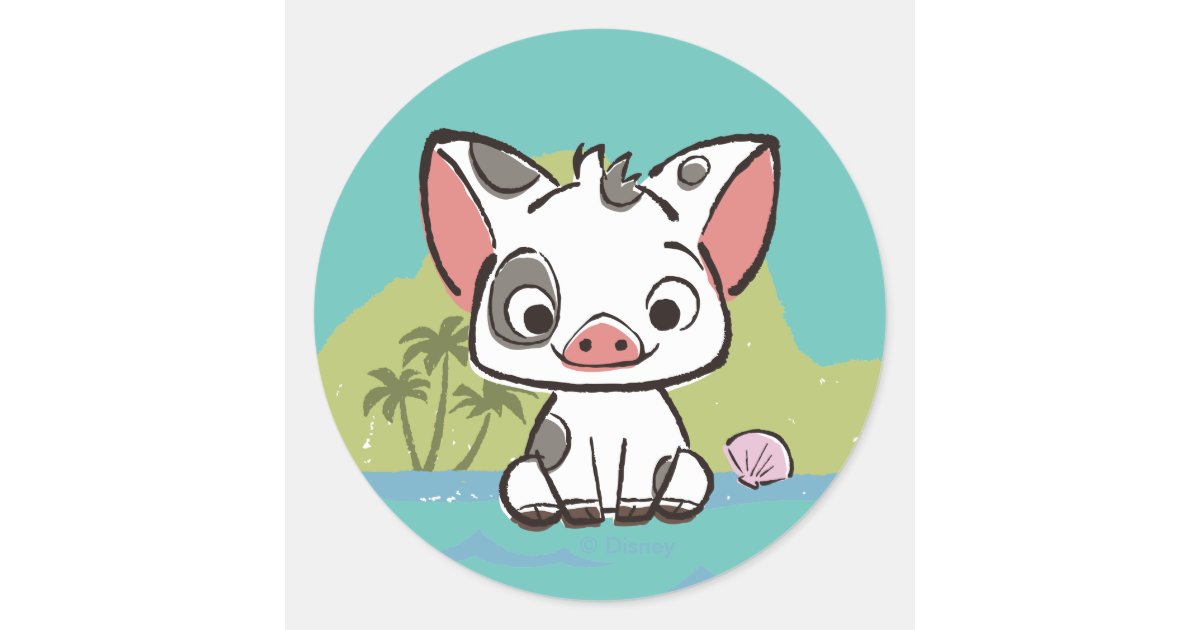 Moana | Pua The Pot Bellied Pig Classic Round Sticker | Zazzle