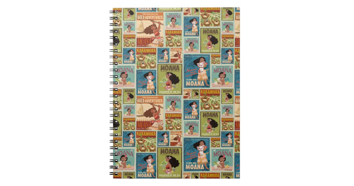 Moana | Retro Poster Pattern Notebook | Zazzle