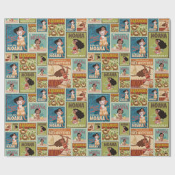Moana | Retro Poster Pattern Wrapping Paper | Zazzle
