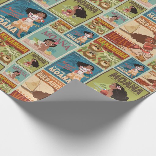 Moana | Retro Poster Pattern Wrapping Paper | Zazzle