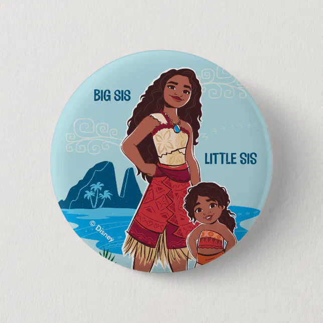 Moana & Simea: Big Sis Little Sis Button | Zazzle