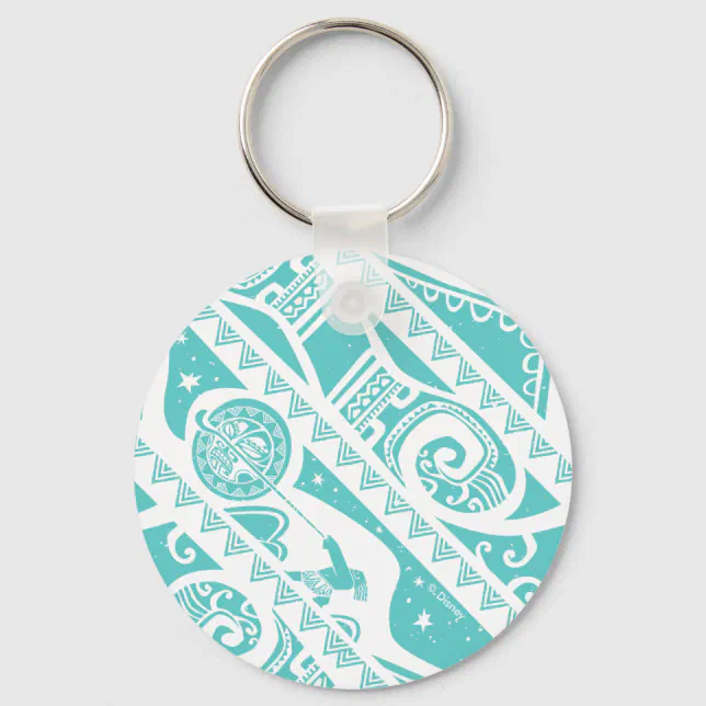 Moana | Teal Tribal Pattern Keychain | Zazzle