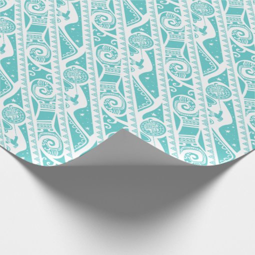 Moana | Teal Tribal Pattern Wrapping Paper | Zazzle