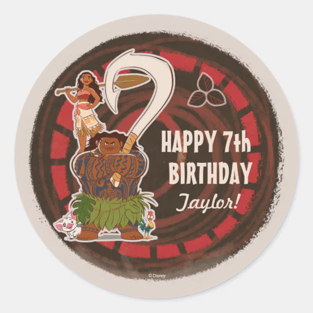 Moana | Tribal Birthday Classic Round Sticker | Zazzle
