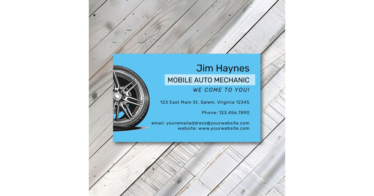 Mobile Auto Mechanic Automobile Wheel Business Card | Zazzle