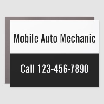 Mobile Auto Mechanic Black and White Promotional Car Magnet | Zazzle