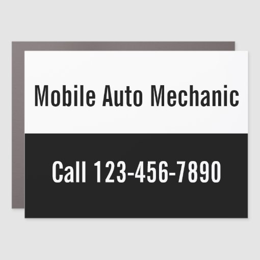 Mobile Auto Mechanic Black and White Promotional Car Magnet | Zazzle
