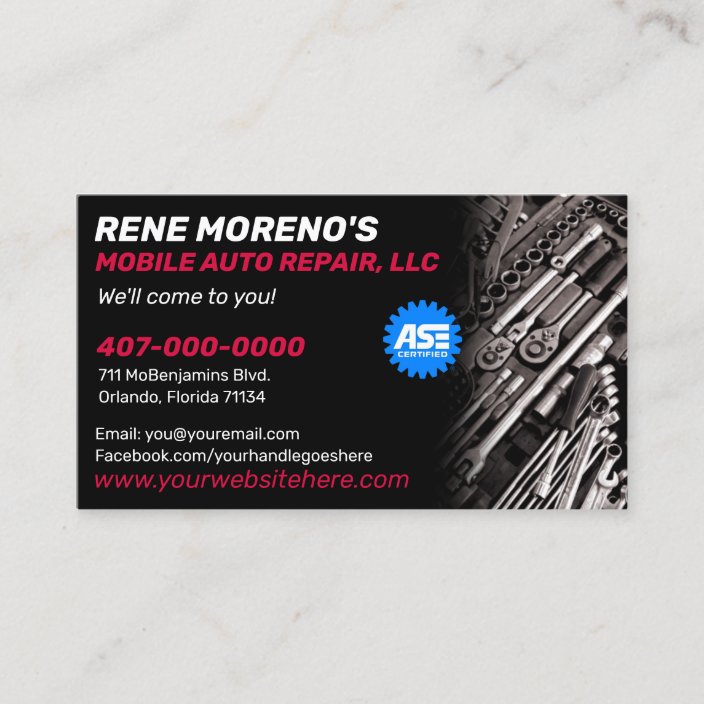 Mobile Automobile Car Repair Mechanic 2 Sided Business Card | Zazzle.com