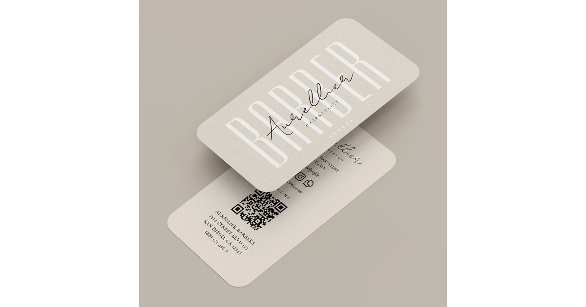 Mobile Barber Barbershop Sand Script Minimal Business Card | Zazzle