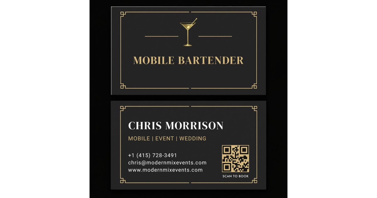 Mobile Bartender QR Code Professional Business Card | Zazzle