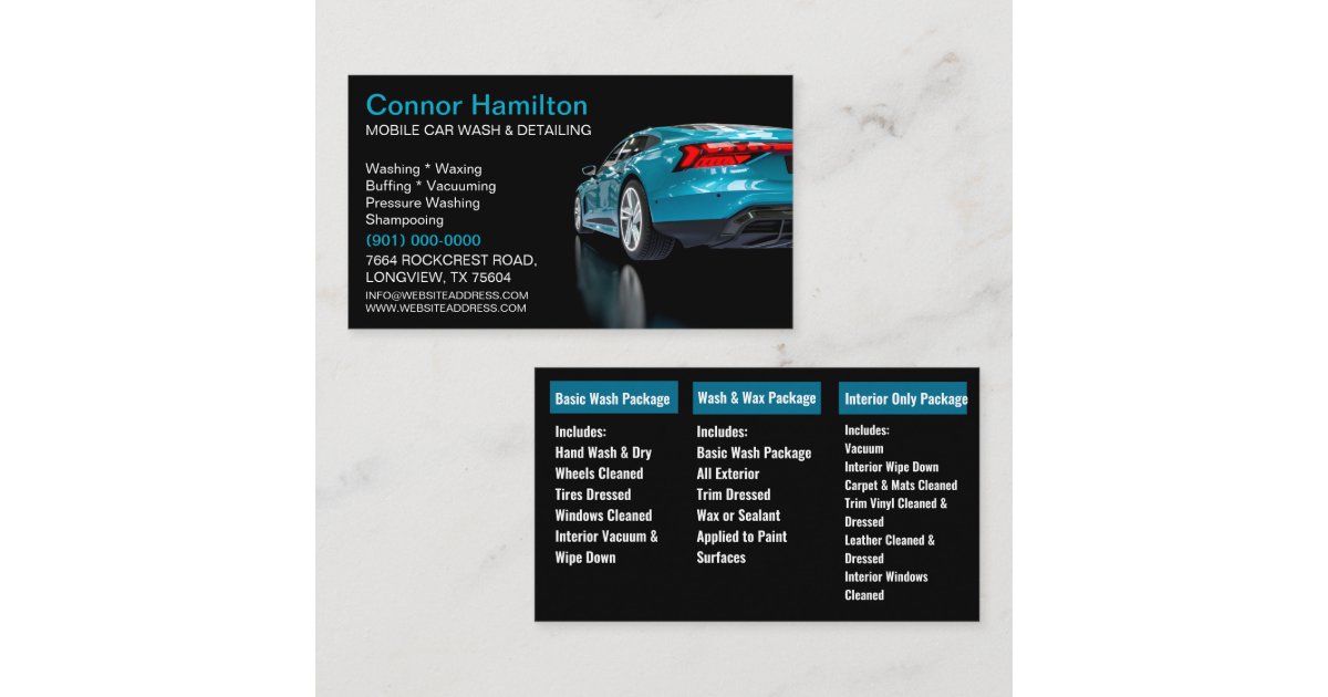 Mobile Car Wash Detailing Pressure Washing Business Card | Zazzle