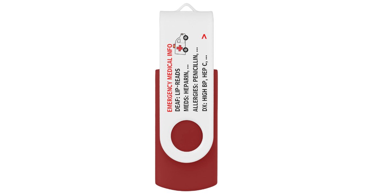 Mobile Emergency Medical Info (Personalized) Flash Drive | Zazzle