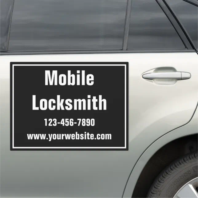 Mobile Locksmith Black and White Business Phone Car Magnet | Zazzle