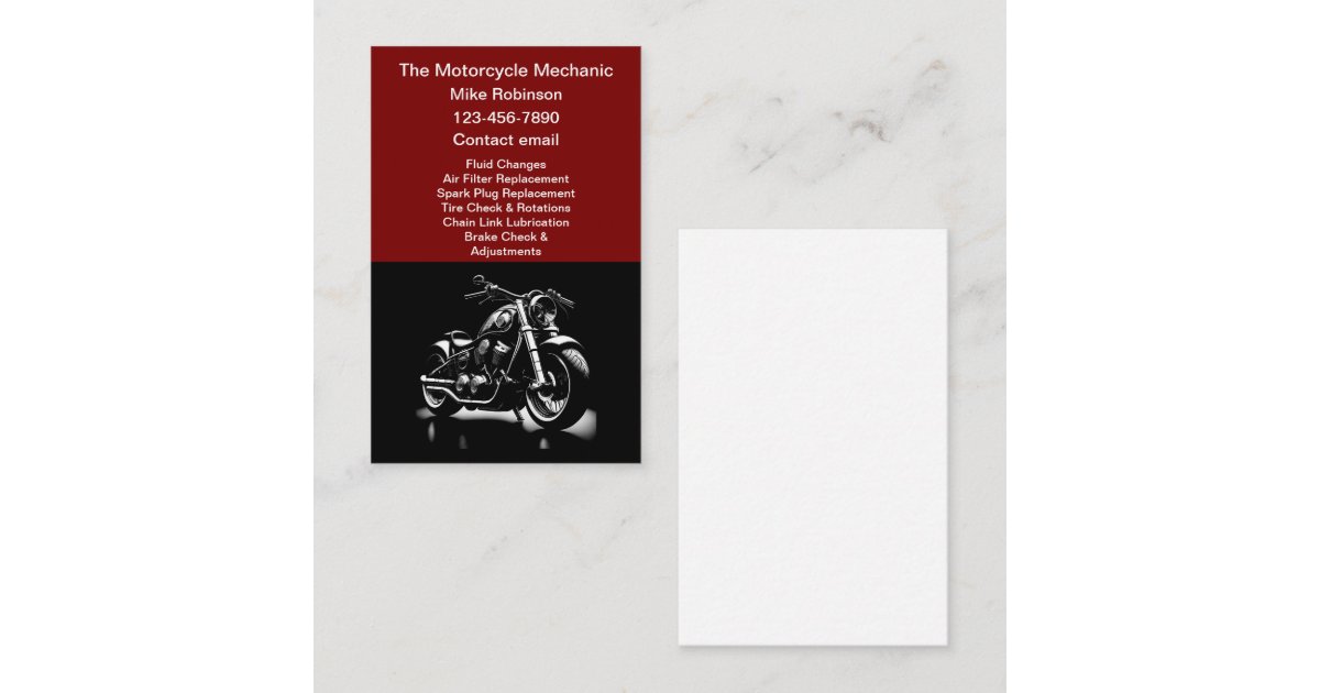 Mobile Motorcycle Mechanic Business Cards | Zazzle