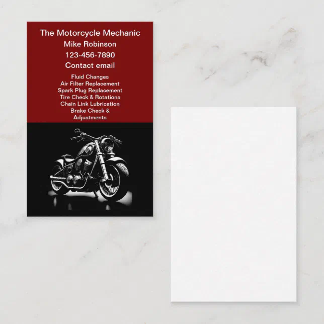 Mobile Motorcycle Mechanic Business Cards | Zazzle