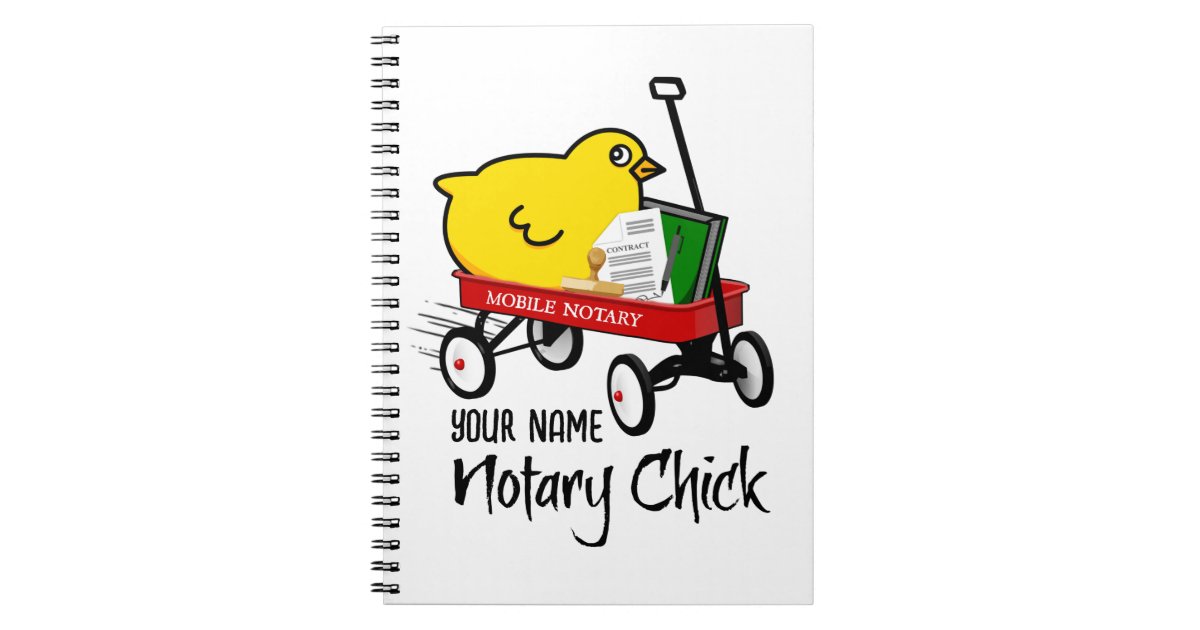 Mobile Notary Chick Red Wagon Customized Name Notebook | Zazzle