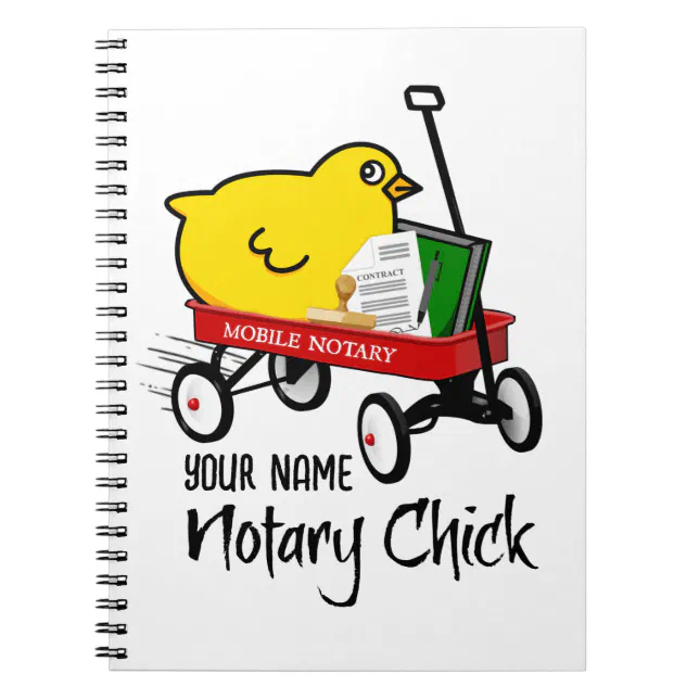 Mobile Notary Chick Red Wagon Customized Name Notebook | Zazzle