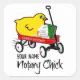 Mobile Notary Chick Red Wagon Customized Name Square Sticker | Zazzle