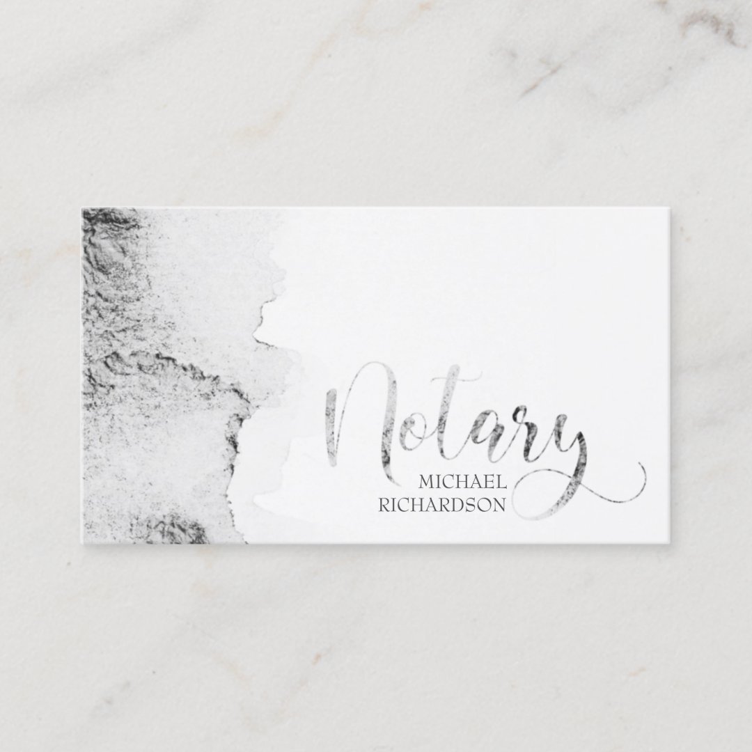 Mobile Notary Grey Watercolor Calligraphy Business Card | Zazzle