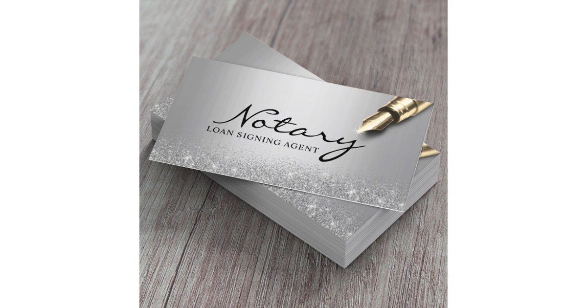 Mobile Notary Loan Signing Agent Modern Silver Business Card | Zazzle