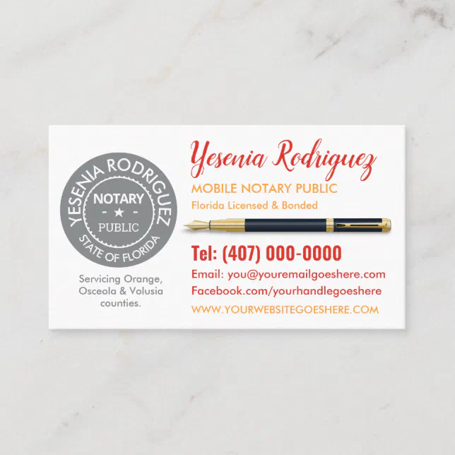 Mobile Notary Public Business Card | Zazzle