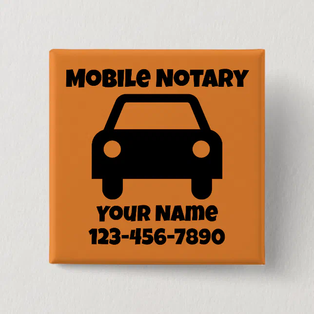 Mobile Notary Public Car Symbol Customized Button | Zazzle