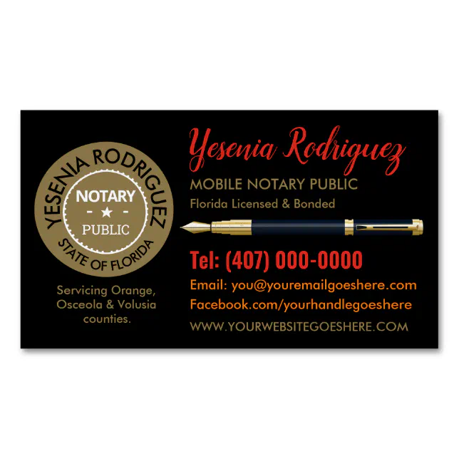 Mobile Notary Public Customizable Business Card | Zazzle