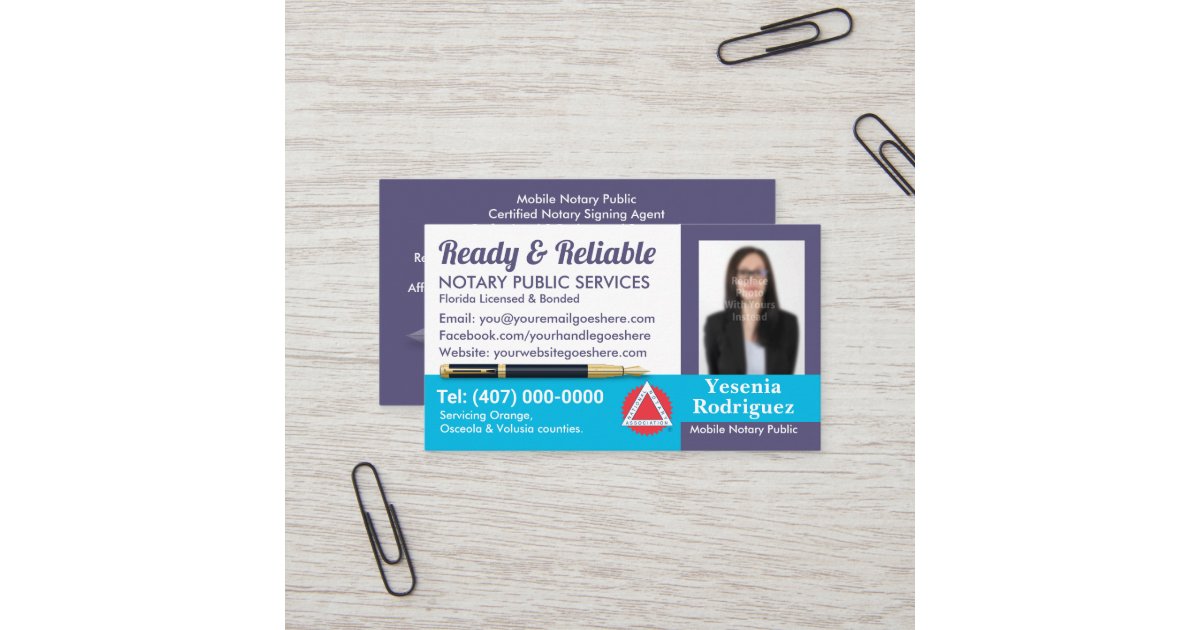 Mobile Notary Public Customizable Photo Business Card | Zazzle