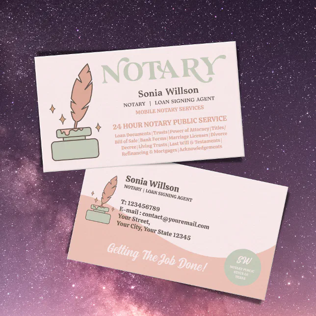 Mobile Notary Public & Loan Signing Agent Business Card | Zazzle