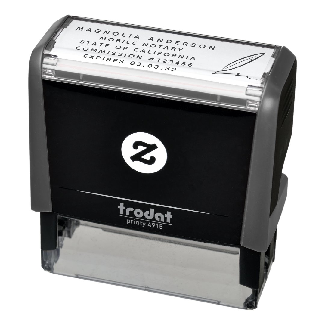 Mobile Notary Public Quill Self-inking Stamp | Zazzle