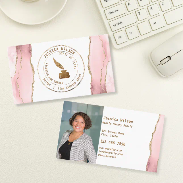 Mobile Notary Public Stamp Logo Loan Signing Photo Business Card | Zazzle