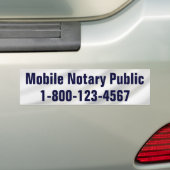 Mobile Notary Public with Phone Number Bumper Sticker | Zazzle