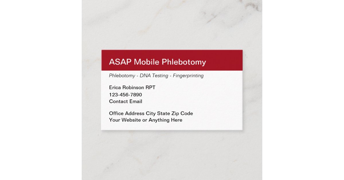 Mobile Phlebotomist Medical Business Cards | Zazzle