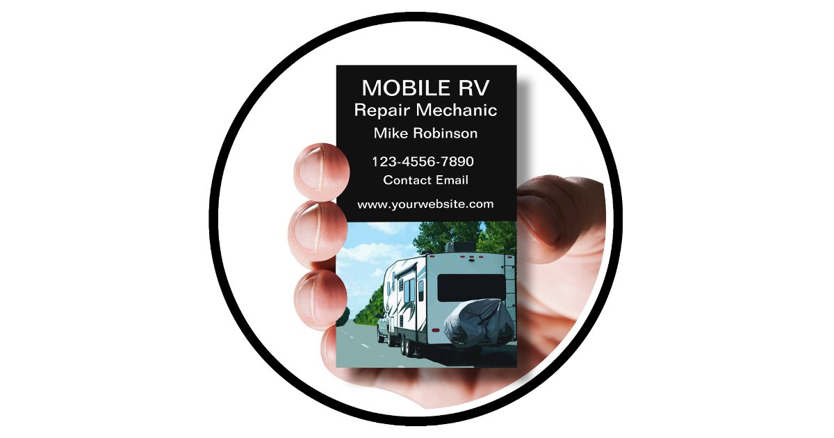 Mobile RV Motorhome Repair Mechanic Business Card | Zazzle