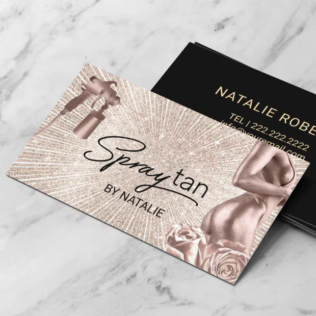 Mobile Spray Tan Modern Sunshine Airbrush Tanning Business Card | Zazzle
