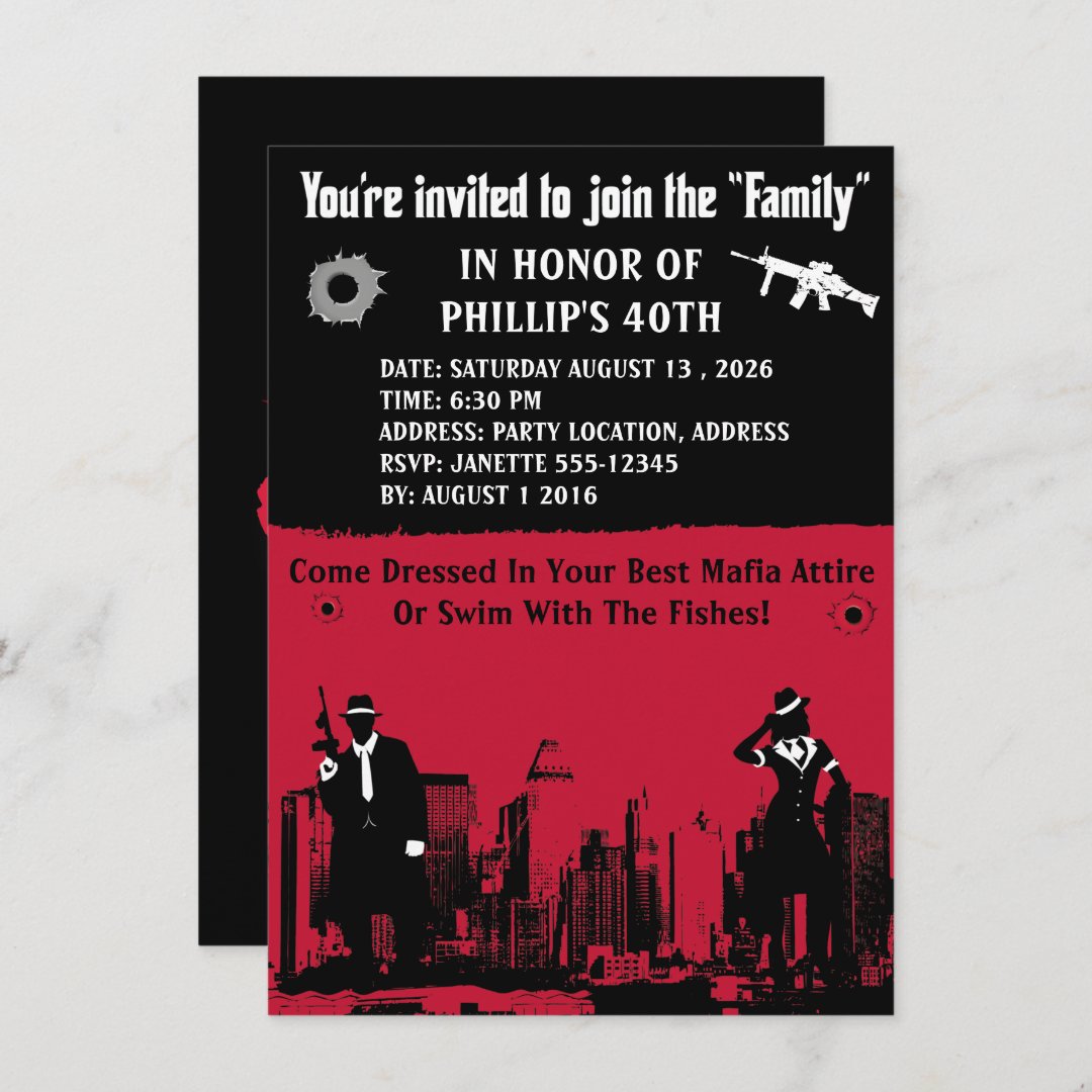 Mobster Party Invitations | Zazzle