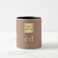 Mocca brown monogram name business logo mug | Zazzle