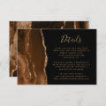 Mocha Brown Gold Agate Black Wedding Details Enclosure Card | Zazzle