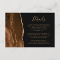 Mocha Brown Gold Agate Black Wedding Details Enclosure Card | Zazzle