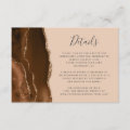 Mocha Brown Gold Agate Tan Wedding Details Enclosure Card | Zazzle
