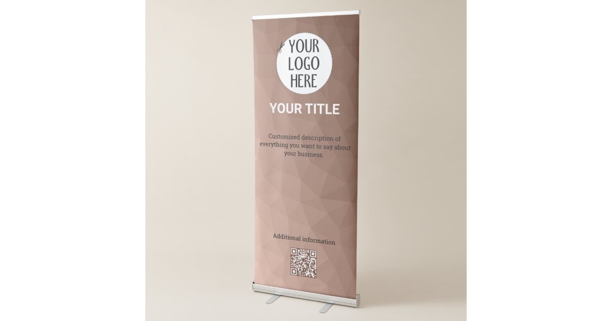 Mocha Brown Gradient geometric mesh Custom logo Retractable Banner | Zazzle