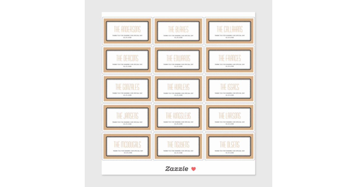 Mocha brown rectangular individual 15 labels | Zazzle