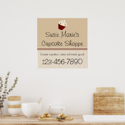 Mocha Cupcake Shoppe Sign or Advertisement Poster | Zazzle