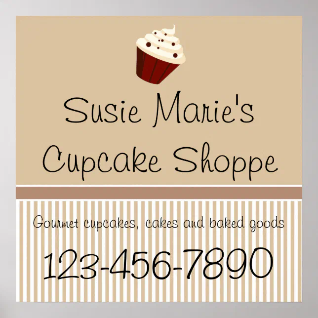 Mocha Cupcake Shoppe Sign or Advertisement Poster | Zazzle