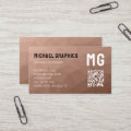 Mocha Mousse Brown geometric mesh QR code Monogram Business Card | Zazzle