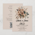 Mocha Mousse Floral Design Beige Wedding Invitation | Zazzle