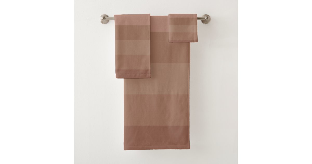 Mocha Mousse Stripes Bath Towel Set | Zazzle