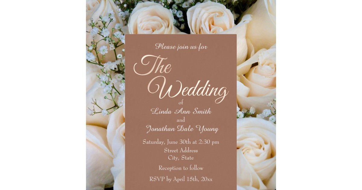 Mocha Simple Style Script Wedding Foil Invitation | Zazzle