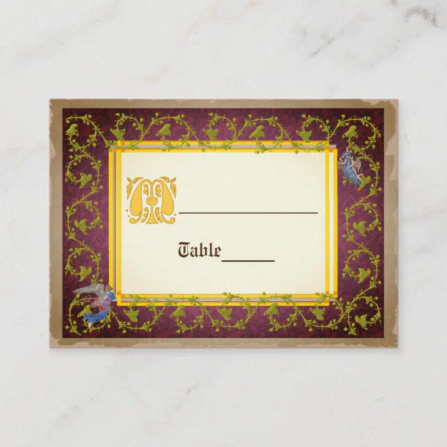 Mock Up Medieval Illuminated Manuscript Wedding Place Card | Zazzle