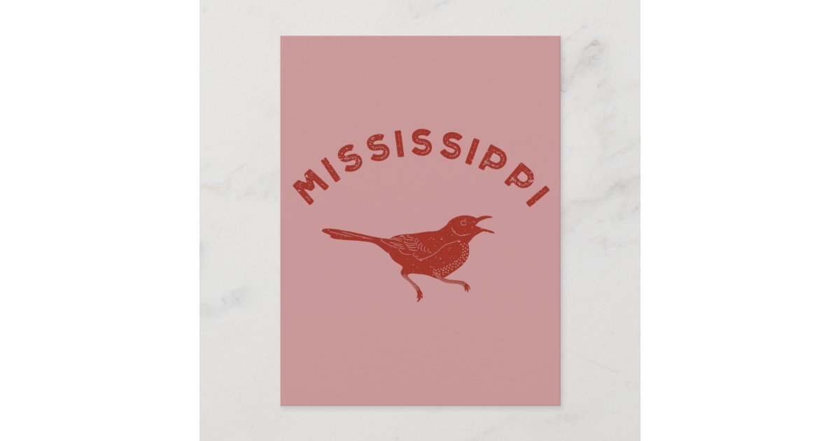 Mockingbird Mississippi State Bird Maroon Postcard | Zazzle